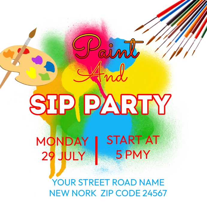 Paint And Sip Party Template | PosterMyWall