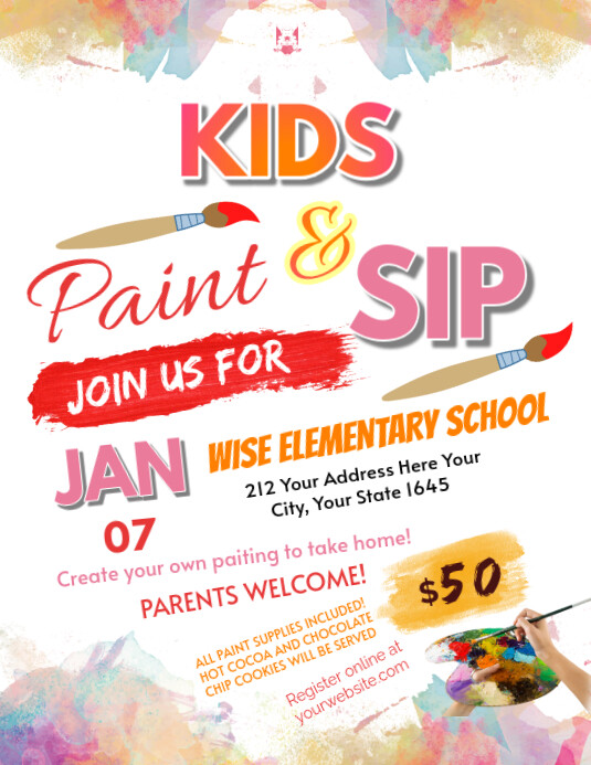 Paint and Sip Party Template | PosterMyWall