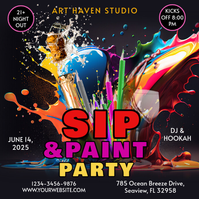 Paint and Sip Party Flyer Template | PosterMyWall