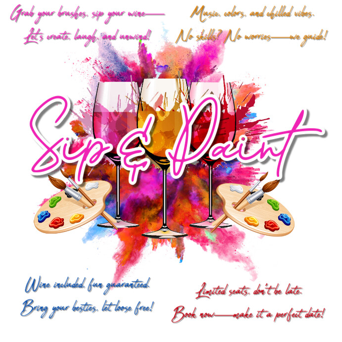 Paint and Sip Party Invitation Template | PosterMyWall