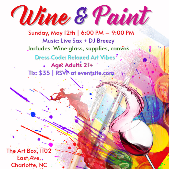 Paint and Sip Party Invitation templaat | PosterMyWall