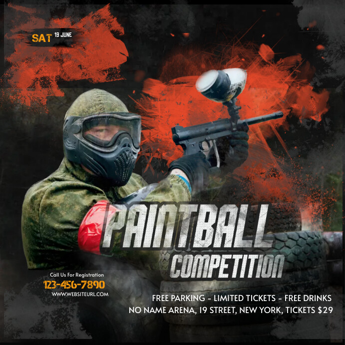 Paintball Birthday Party Flyer Template | PosterMyWall