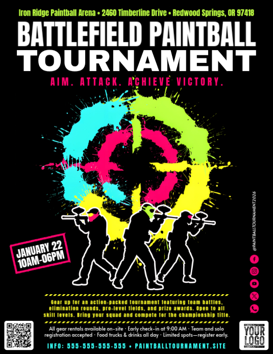 Paintball Tournament Black Flyer Template | PosterMyWall