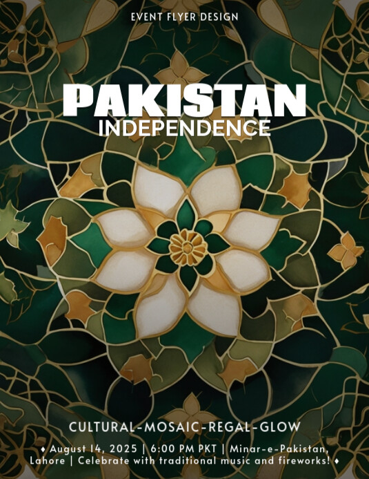 Modèle Pakistan Independence Day Heritage Mosaic Flyer Template ...