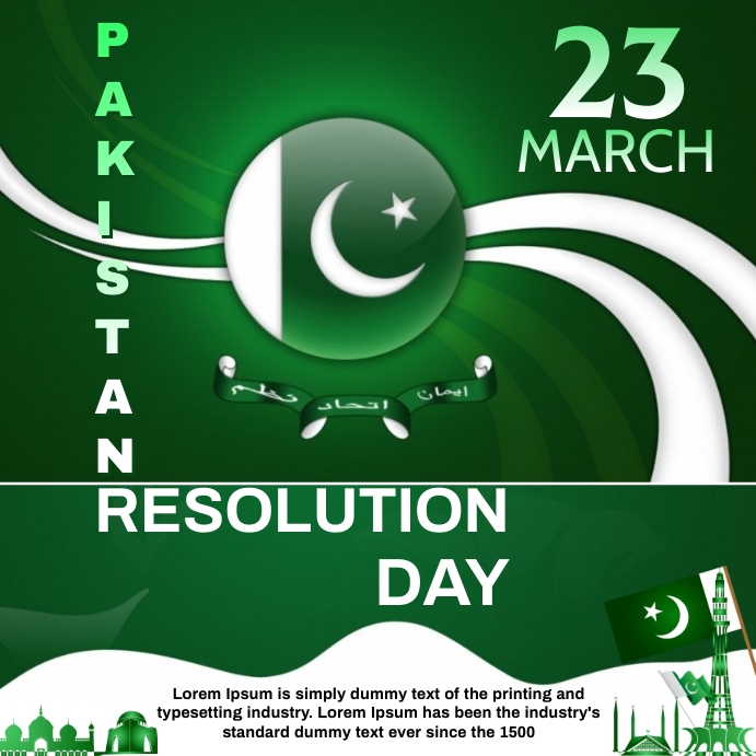 Pakistan Resolution day 23 March Template | PosterMyWall