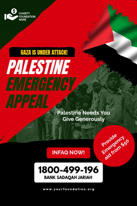 Palestine Emergency Appeal Flyer Poster Template | PosterMyWall