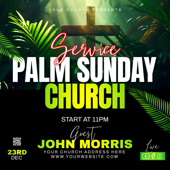 PALM SUNDAY CHURCH FLYER Template | PosterMyWall