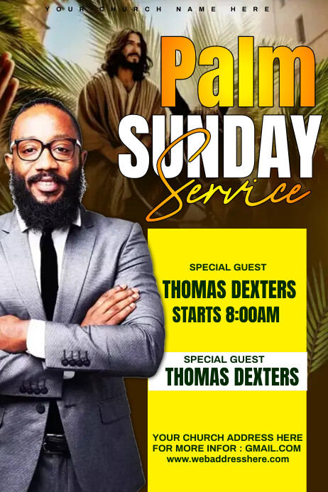 palm sunday service Template | PosterMyWall
