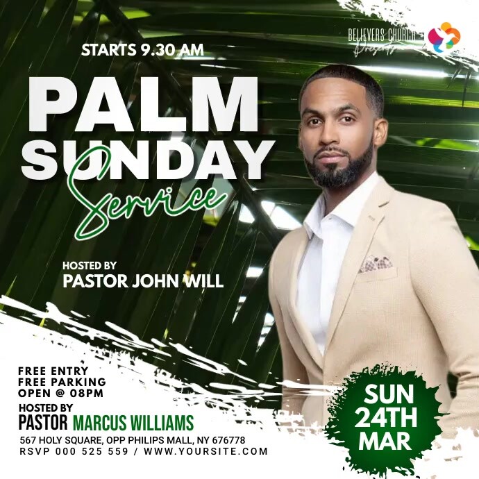 Copy of Palm sunday service | PosterMyWall