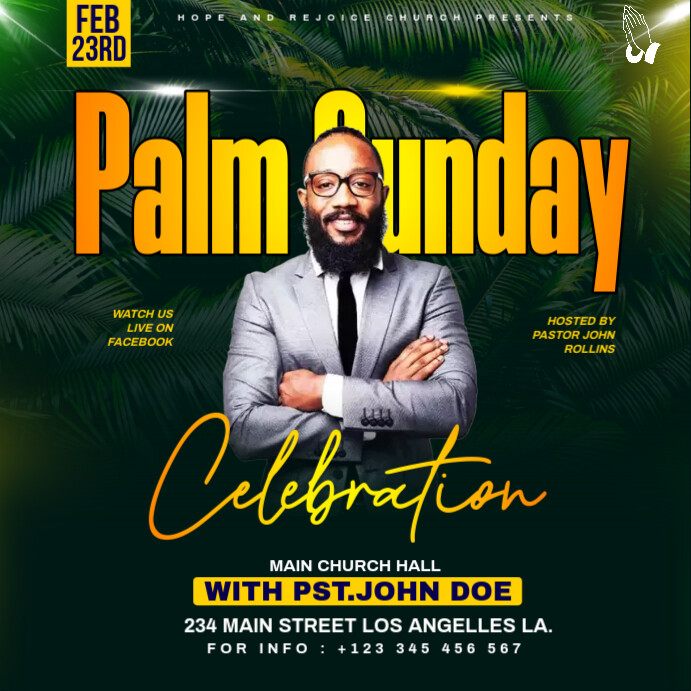 Palm Sunday service poster Template | PosterMyWall