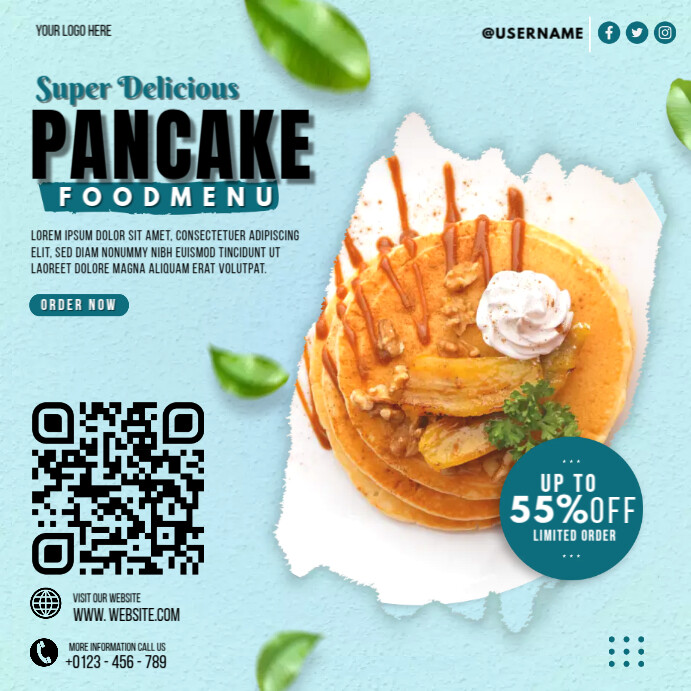 Pancake Food Menu Ads Template | PosterMyWall