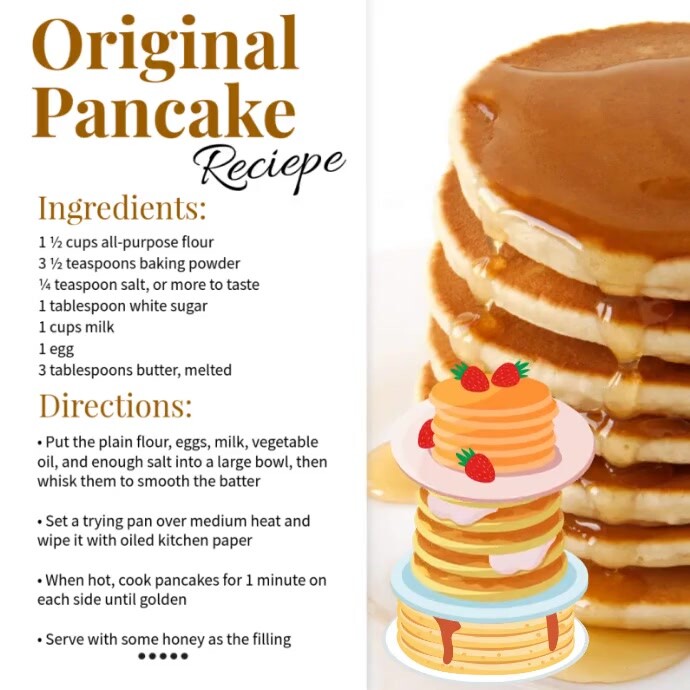 Copy of pancake recipe card poster | PosterMyWall