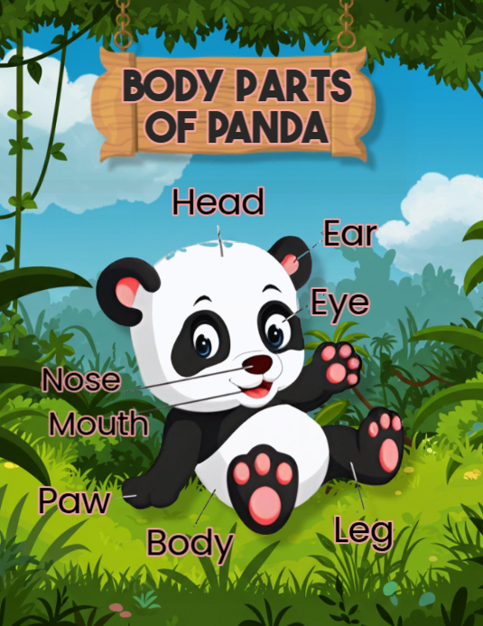 Panda Body Parts Learning Guide Template | PosterMyWall
