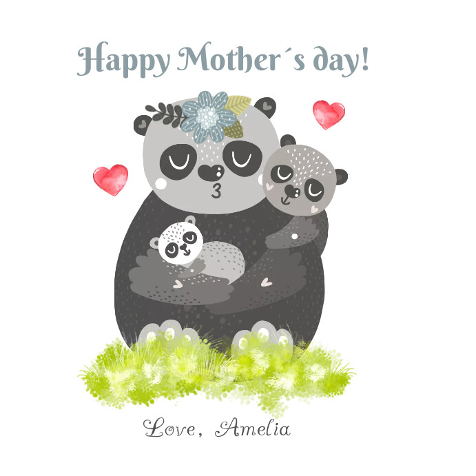 panda Happy Mother's Day card Template | PosterMyWall