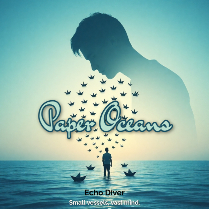 Plantilla de Paper Oceans — Surreal Collage Album Cover (Paper Boat ...