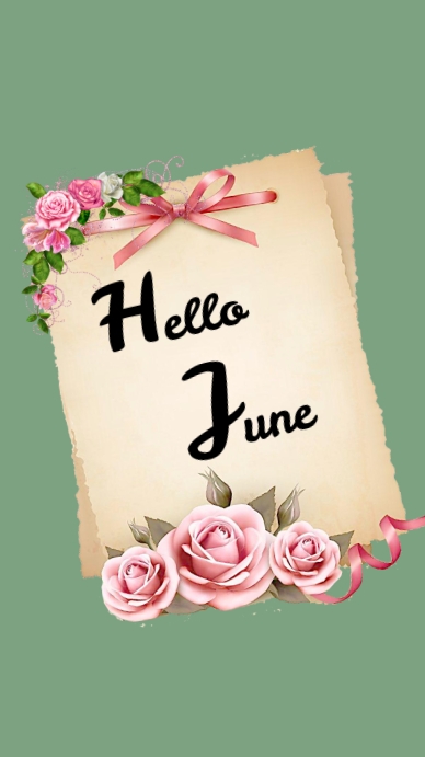 paper with pink ribbon hello june greeting Template | PosterMyWall