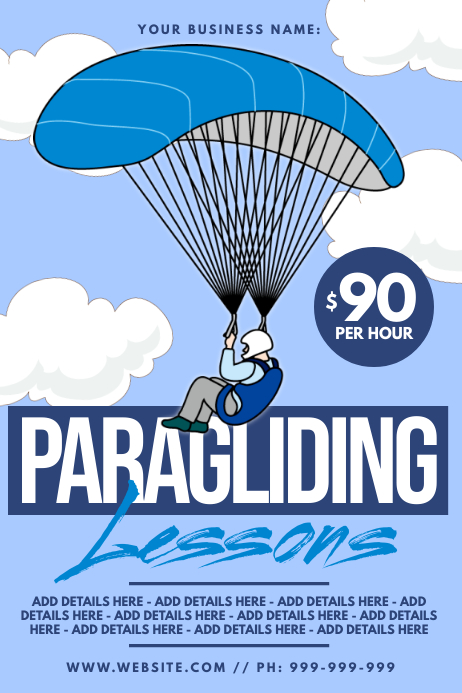Paragliding Lessons Poster Template | PosterMyWall