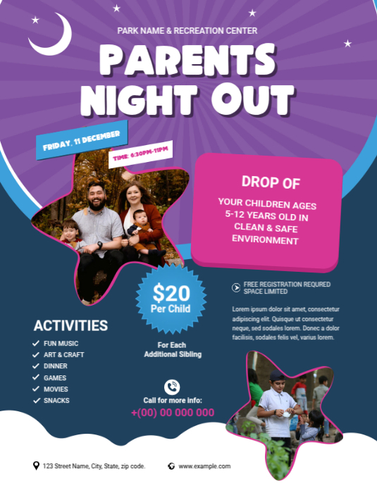 Parent's Night Out Flyer Template | PosterMyWall