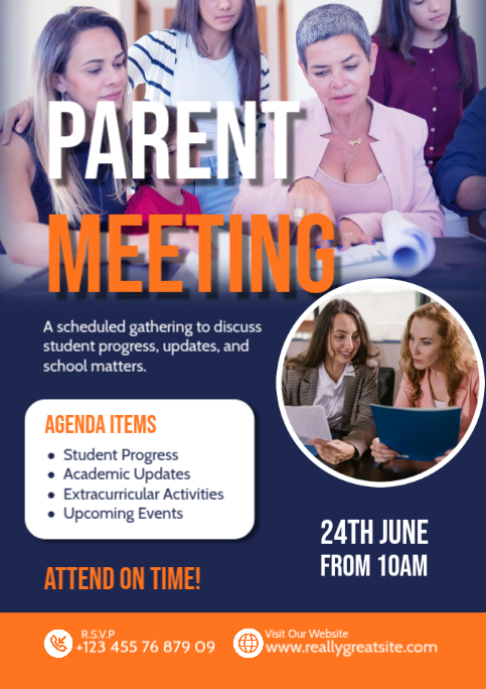 Modèle Parent Meeting — School Notification Flyer | Editable Template ...