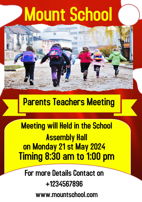 Plantilla de Parent teachers Meeting Poster / Template A4 | PosterMyWall