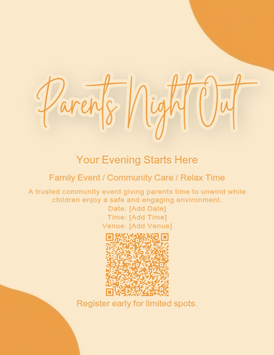 Parents Night Out Flyer Poster Design with Bold Minimal Style Template ...