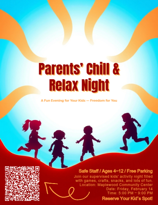 Parents Night Out Flyer Template | Kids Drop-Off Event Design ...