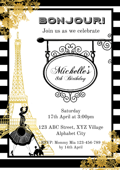 Paris Birthday Invitation Template | PosterMyWall