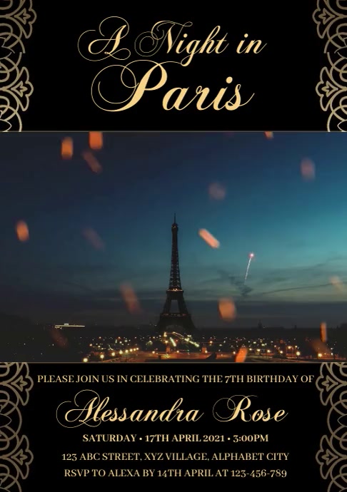 Paris Birthday Invitation Template | PosterMyWall