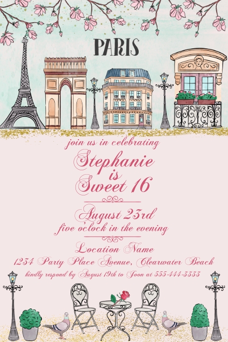 Copy of Paris Birthday Invitation Template | PosterMyWall