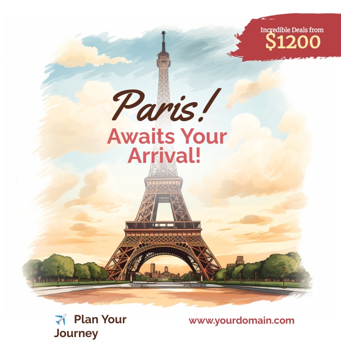 Paris Travel Ad Social Media Template | PosterMyWall