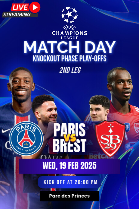 Paris VS BREST Template | PosterMyWall