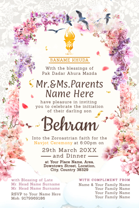 Copy of Parsi Navjote Ceremony Invitation Template | PosterMyWall
