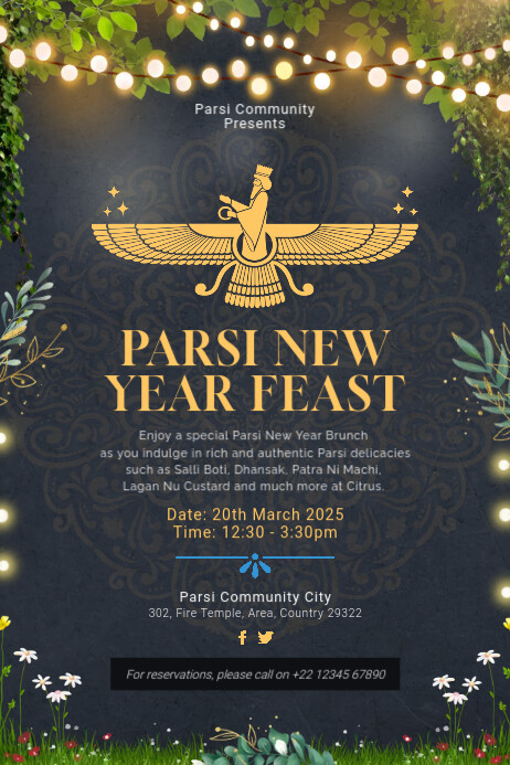Copy of Parsi New Year Feast Invite Template | PosterMyWall