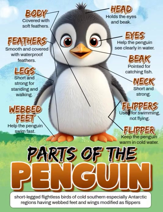 Penguin Body Parts Template | PosterMyWall
