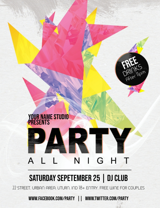 Party all NIGHT Template | PosterMyWall