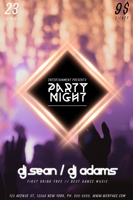Plantilla de Party Dance Night Flyer Template for Party Ni | PosterMyWall