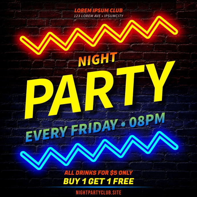 PARTY NIGHT BANNER Template | PosterMyWall