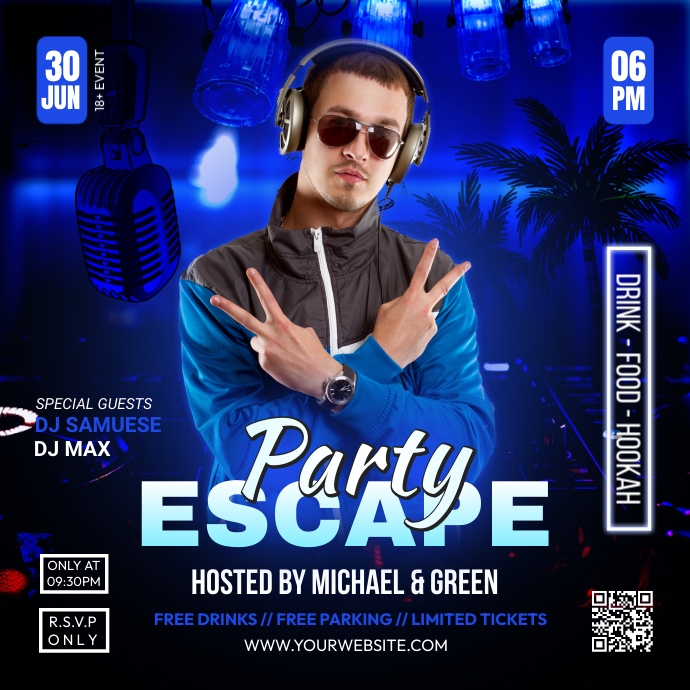 Party Night Blue Template | PosterMyWall