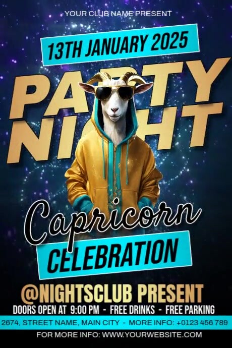 Party Night Capricorn Celebration Template | PosterMyWall