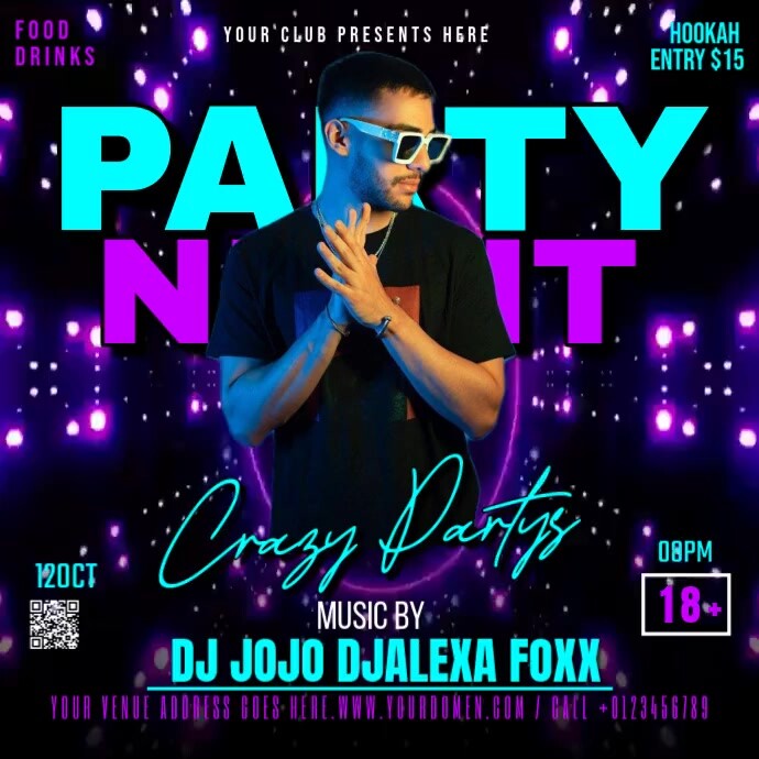 Party night crazy partys Template | PosterMyWall