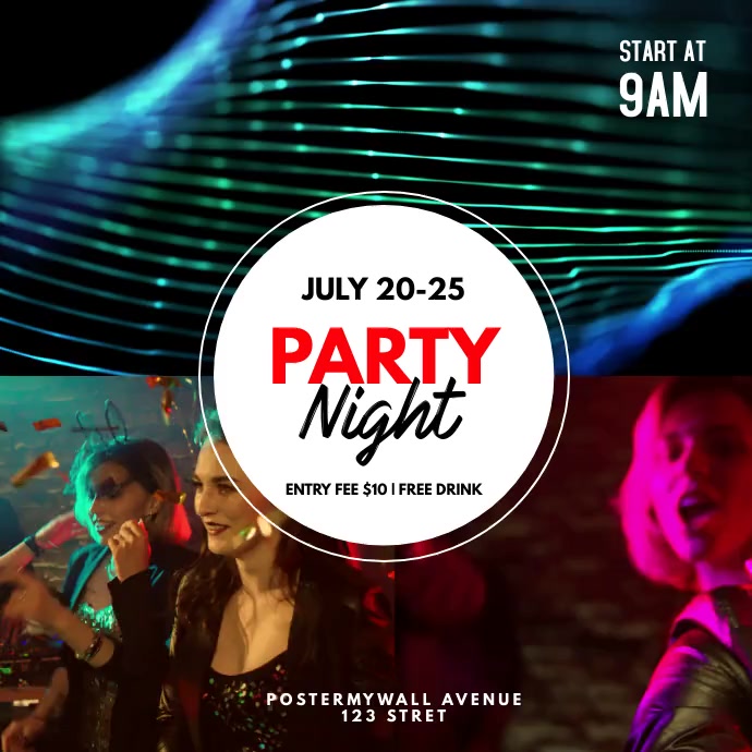 Party night Instagram post Template | PosterMyWall