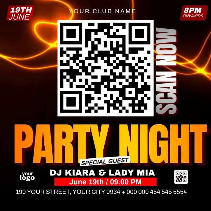 Party Night Qr Code Display Templat | PosterMyWall