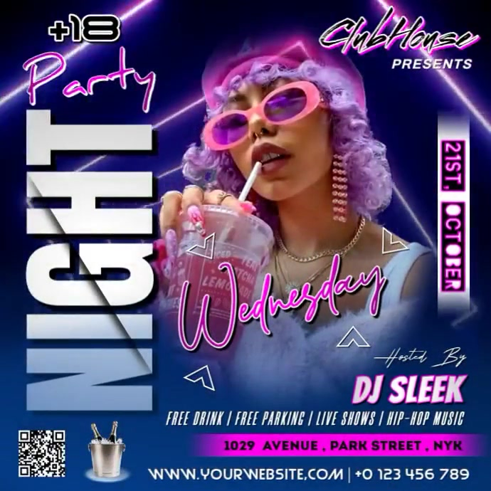 PARTY NIGHT WEDNESDAY FLYER TEMPLATE | PosterMyWall