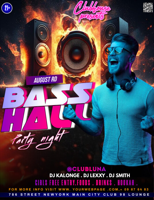 party posters, bass hall night Template | PosterMyWall