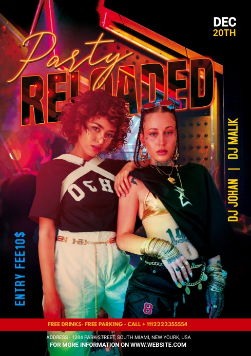 Party Reloaded flyer Template | PosterMyWall