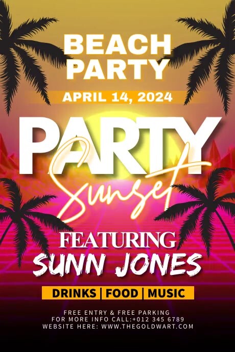 Party Sunset Beach Template | PosterMyWall
