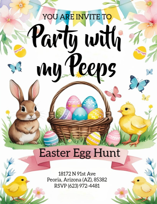 White Easter Egg Hunt Flyers Template | PosterMyWall