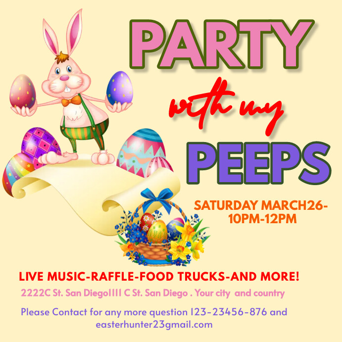 Party with my peeps Easter party invitation Template | PosterMyWall