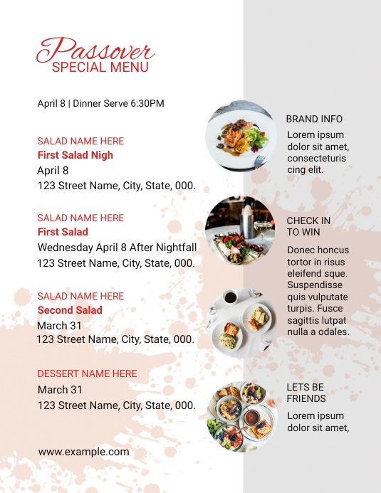 Passover Food Menu Flyer Template | PosterMyWall