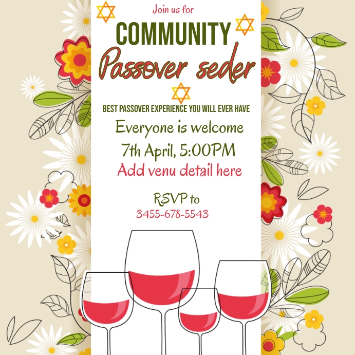Copy of passover seder invitation,happy passover sede | PosterMyWall